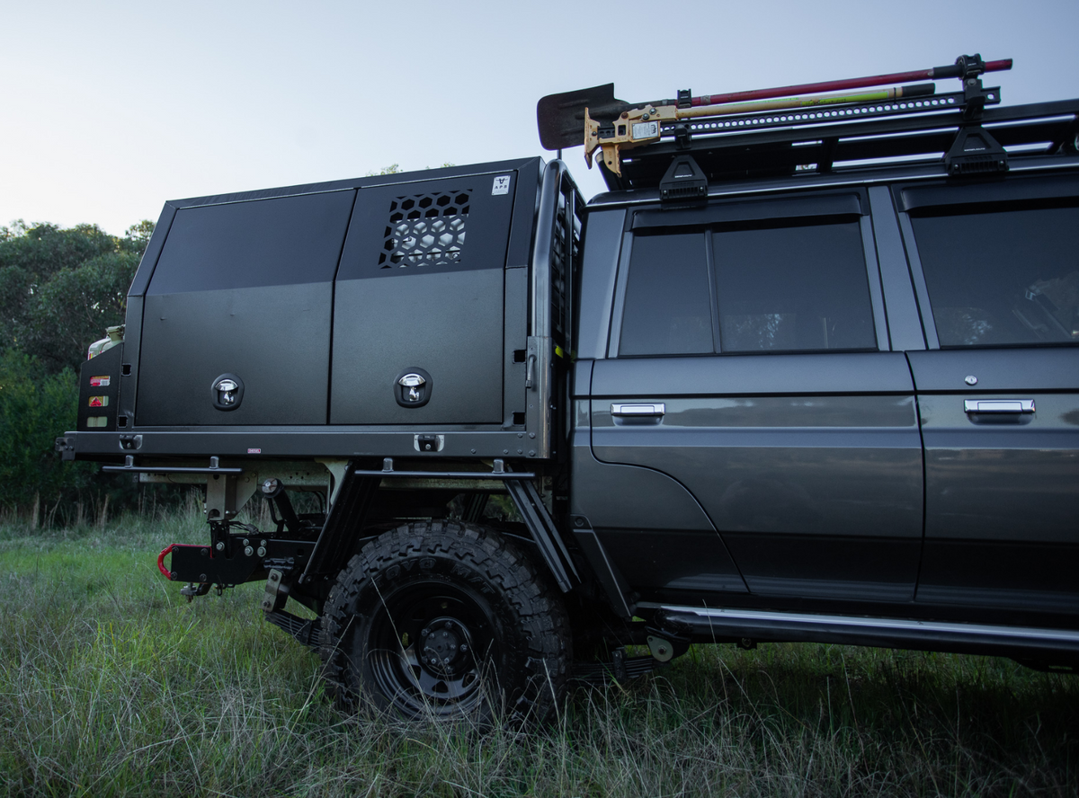 LC79 1600mm 1/4 Dog Box Canopy | Australian Performance Boxes